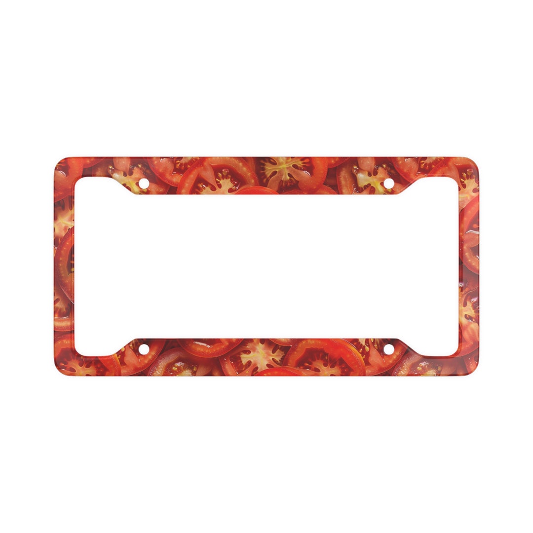Tomato License Plate Frame, Tomato Pattern Number Plate Frame, Red ...
