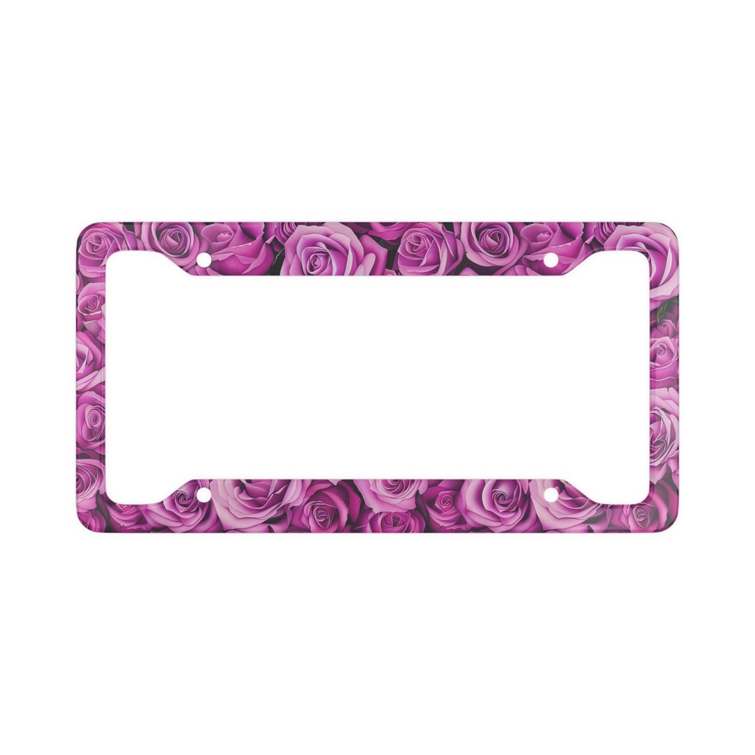 Pink Roses Number Plate Frame, Pink Rose Pattern License Plate Frame - Etsy