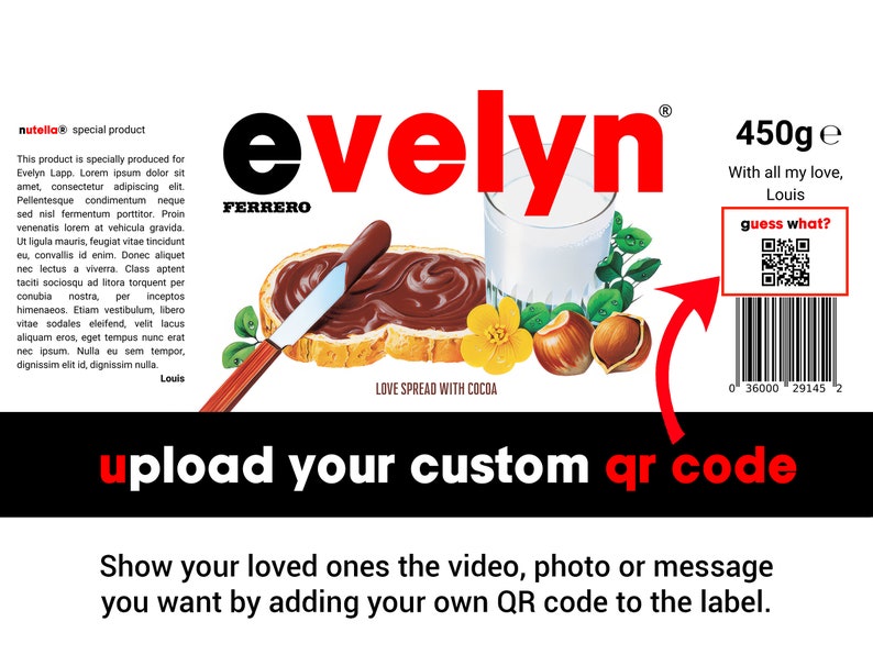 Personalized PRINTABLE NUTELLA Jar Label Digital File - Etsy Canada