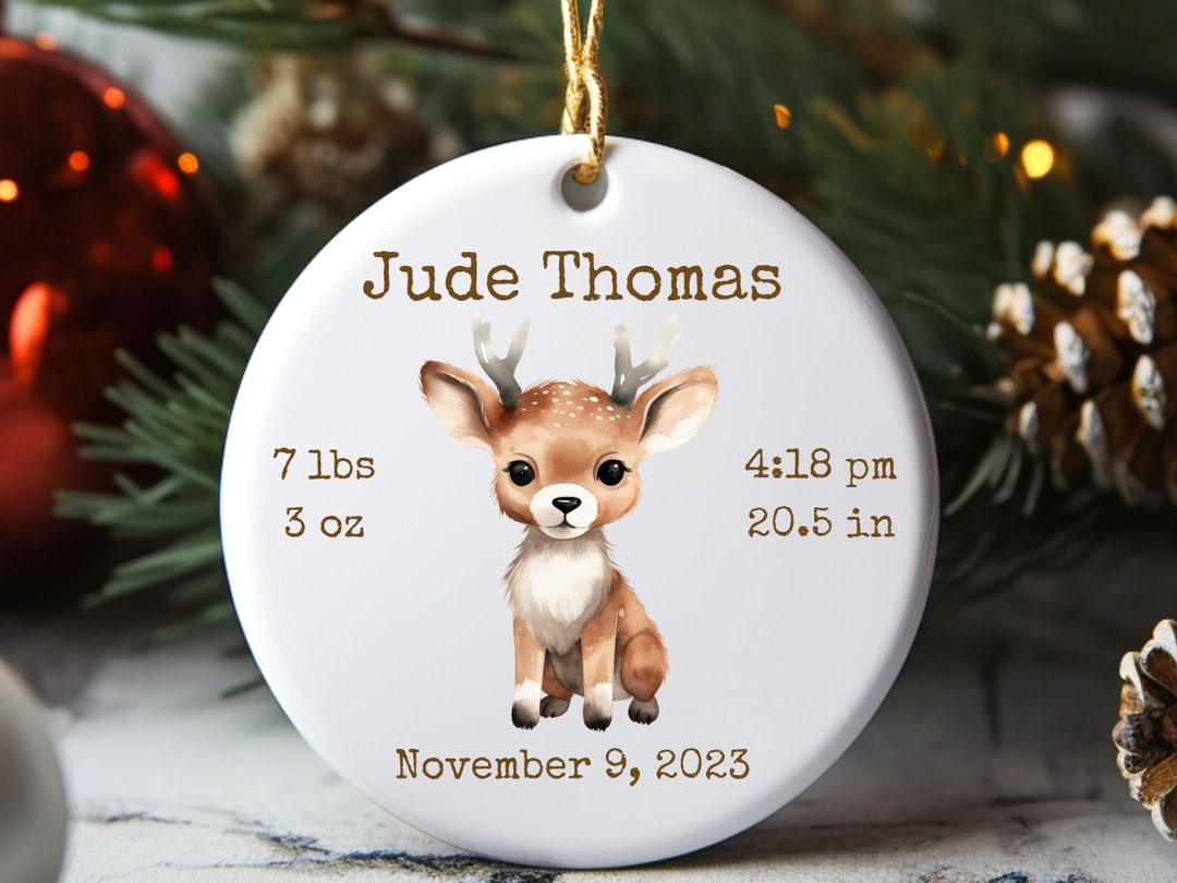 Personalized Birth Announcement Ornament, Custom Newborn Baby Birth ...