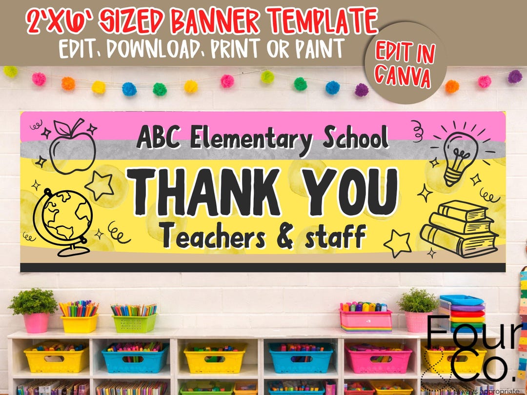 Teacher Appreciation Banner, Custom Teacher Appreciation Banner Digital ...