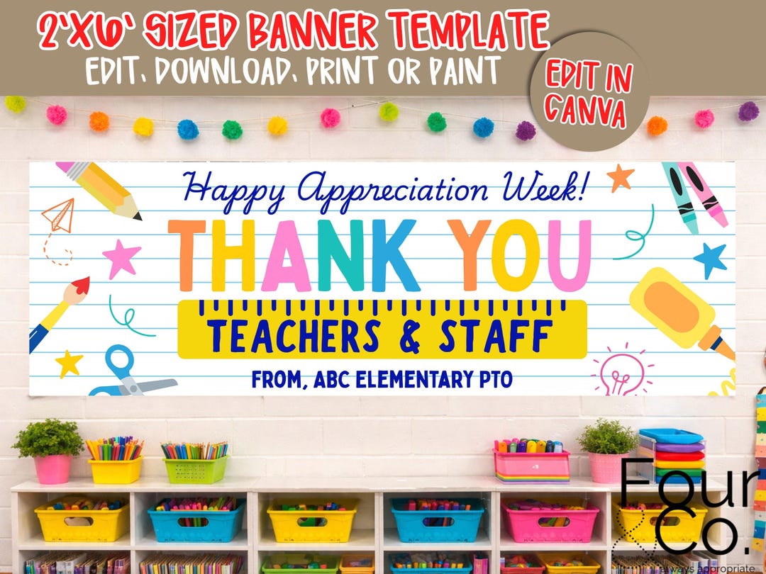 Teacher Appreciation Banner, Custom Teacher Appreciation Banner Digital ...
