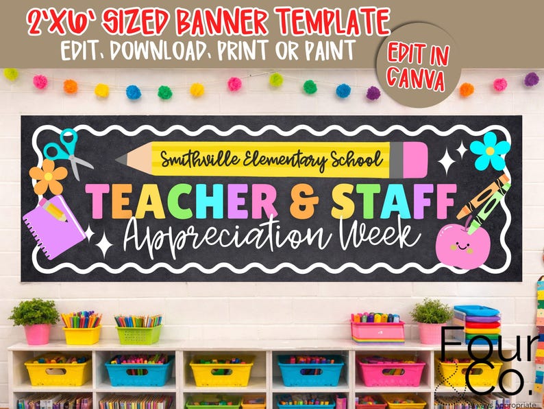 Teacher Appreciation Banner, Custom Teacher Appreciation Banner Digital ...