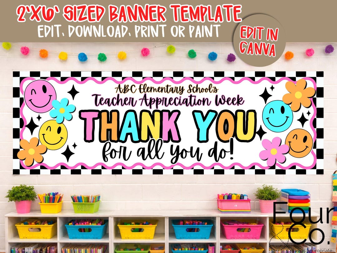 Teacher Appreciation Banner, Custom Teacher Appreciation Banner Digital ...