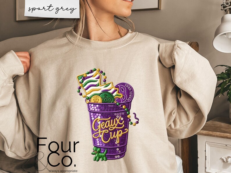 Mardi Gras Sweatshirt, Geaux Cup Sweatshirt - Etsy