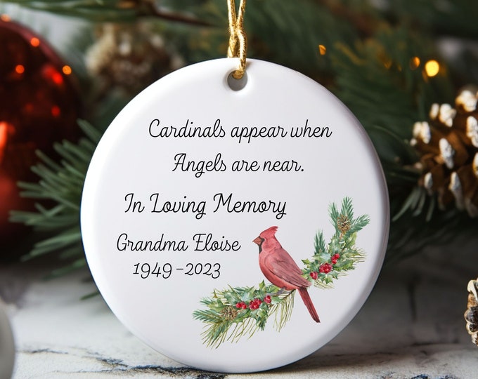 Personalized in Loving Memory Cardinal Tear Drop Glass Ornament ...