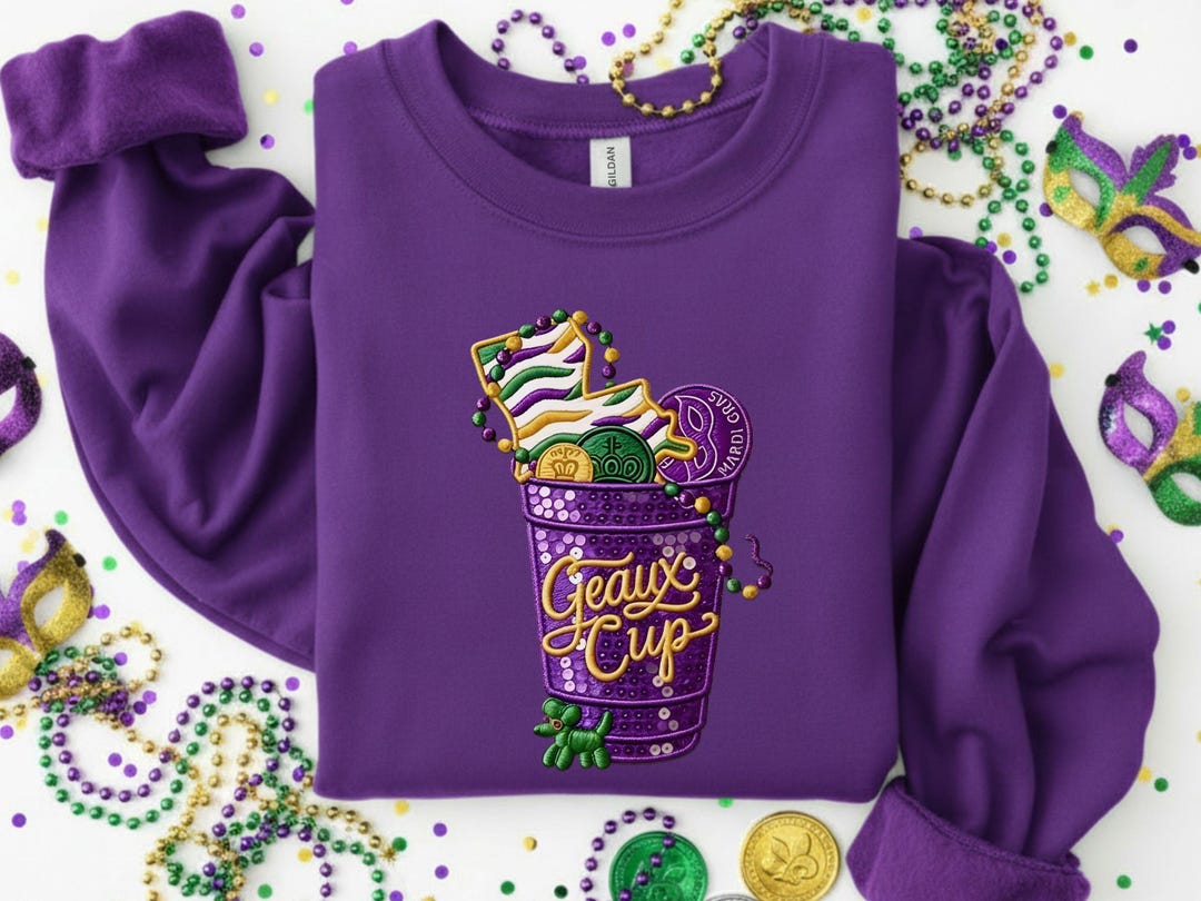 Mardi Gras Sweatshirt, Geaux Cup Sweatshirt - Etsy