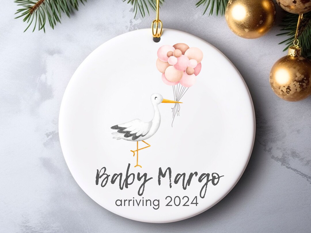 Pregnancy Announcement Christmas Ornament, Stork Ornament, Personalized ...