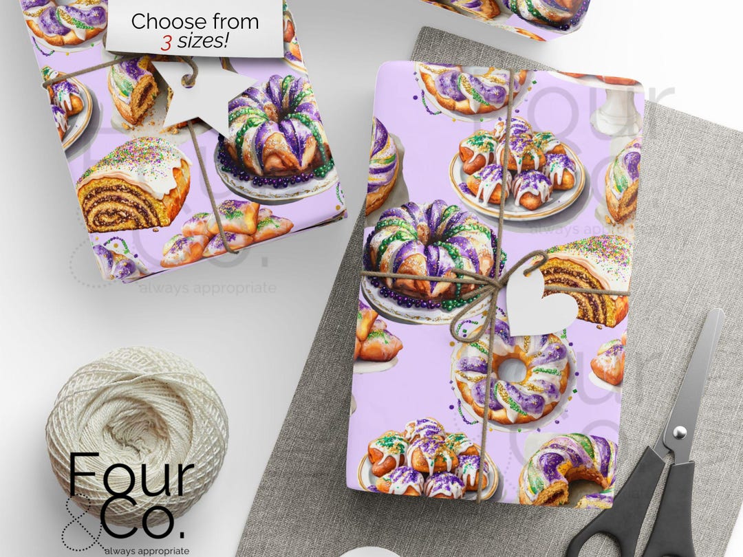 King Cake Wrapping Paper, Mardi Gras Paper, Louisiana Gift Wrap - Etsy