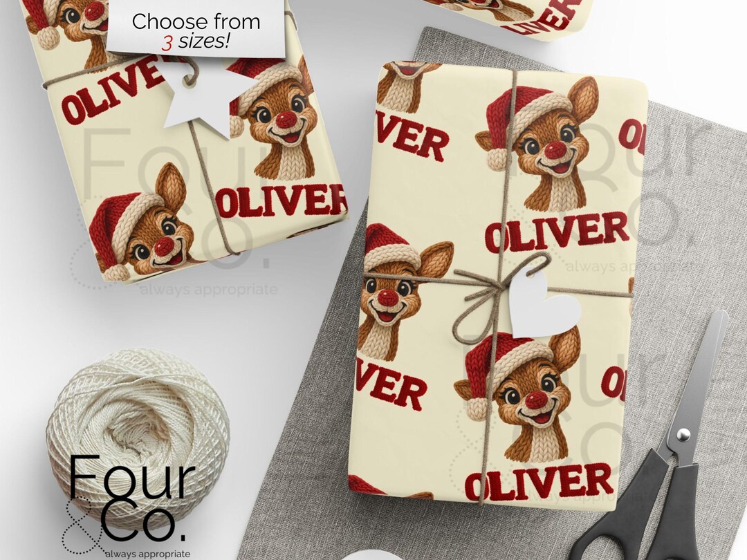 Rudolph Wrapping Paper, Crochet Rudolph, Custom Wrapping Paper - Etsy