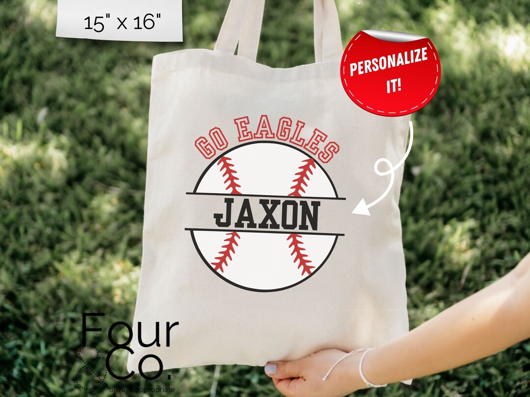 Personalized Baseball Tote, Custom Baseball Tote Bag, Baseball Name ...