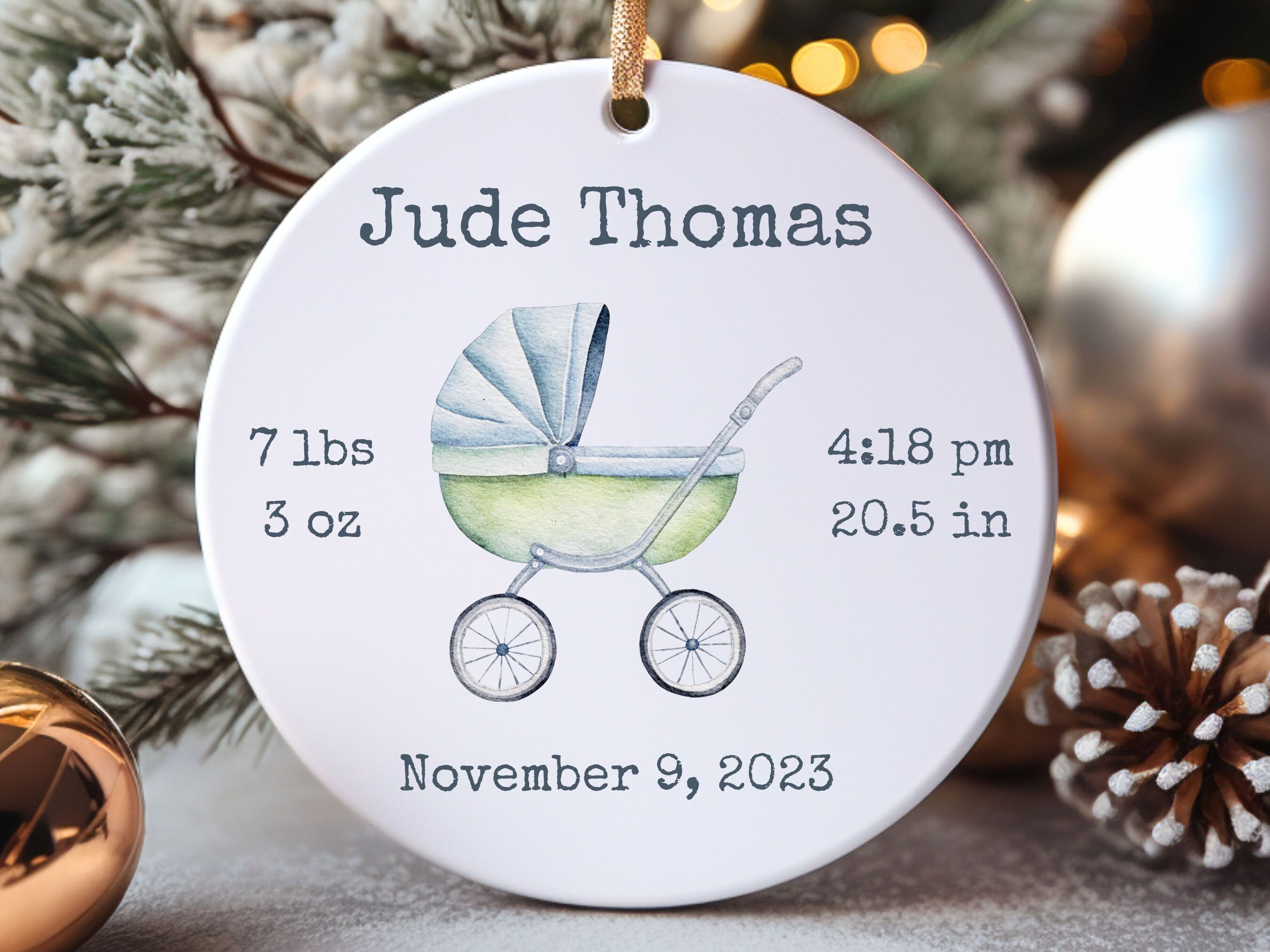 Personalized Baby Birth Stats Ornament, Custom Ceramic Keepsake - Etsy