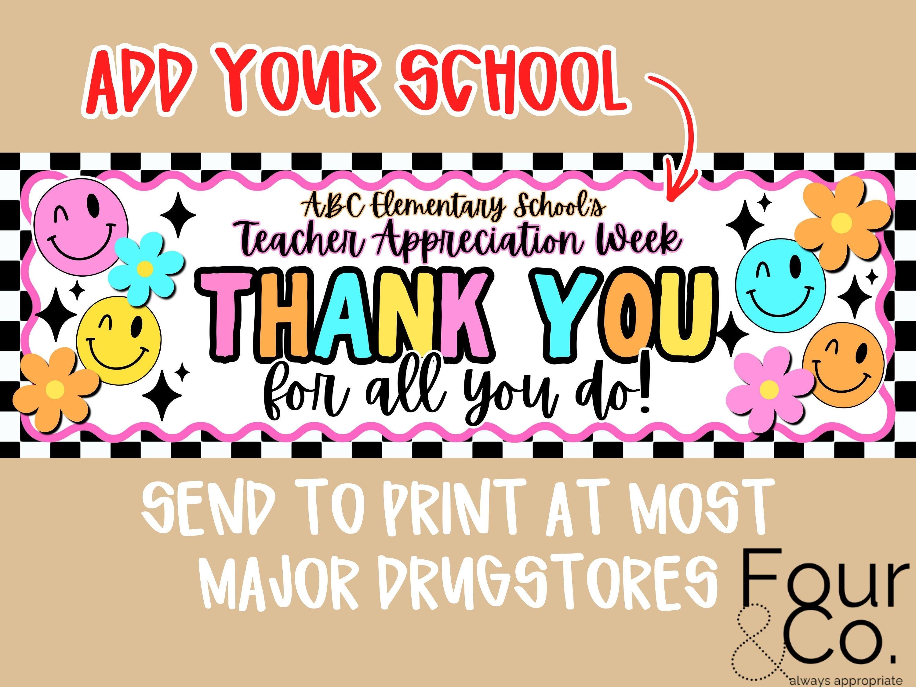 Teacher Appreciation Banner, Custom Teacher Appreciation Banner Digital ...