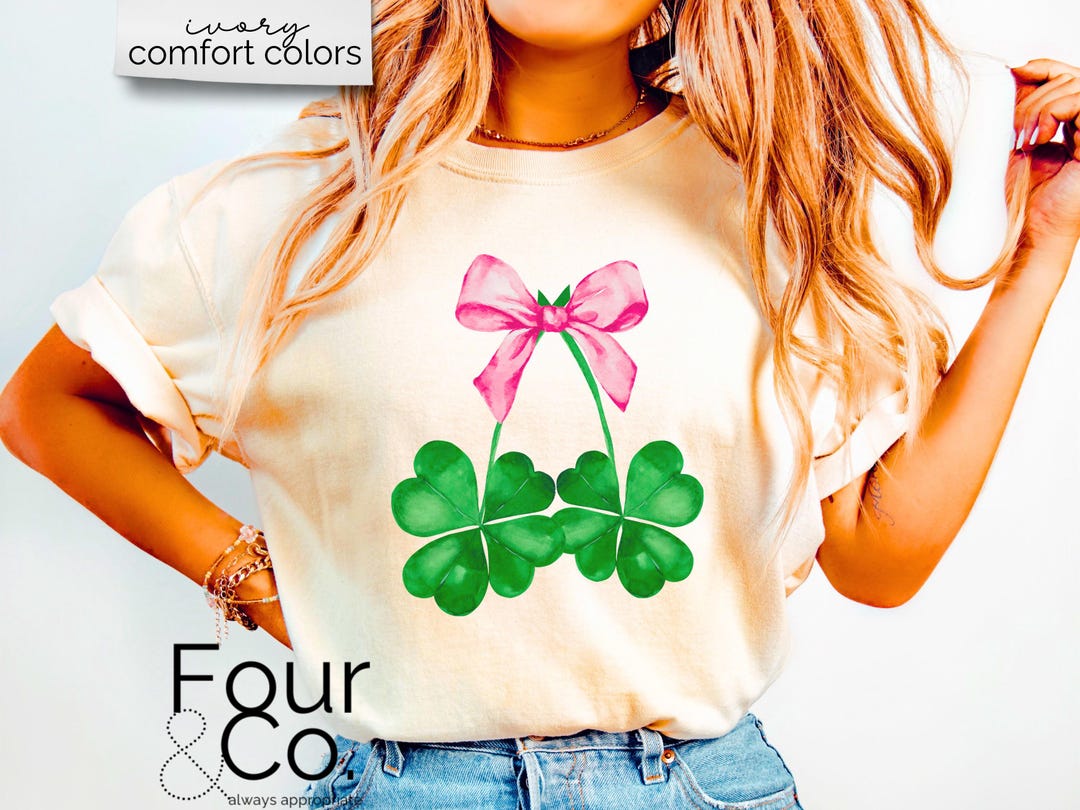 Coquette Clover Shirt, Four Leaf Clover Shirt, Womens St Patricks Day ...