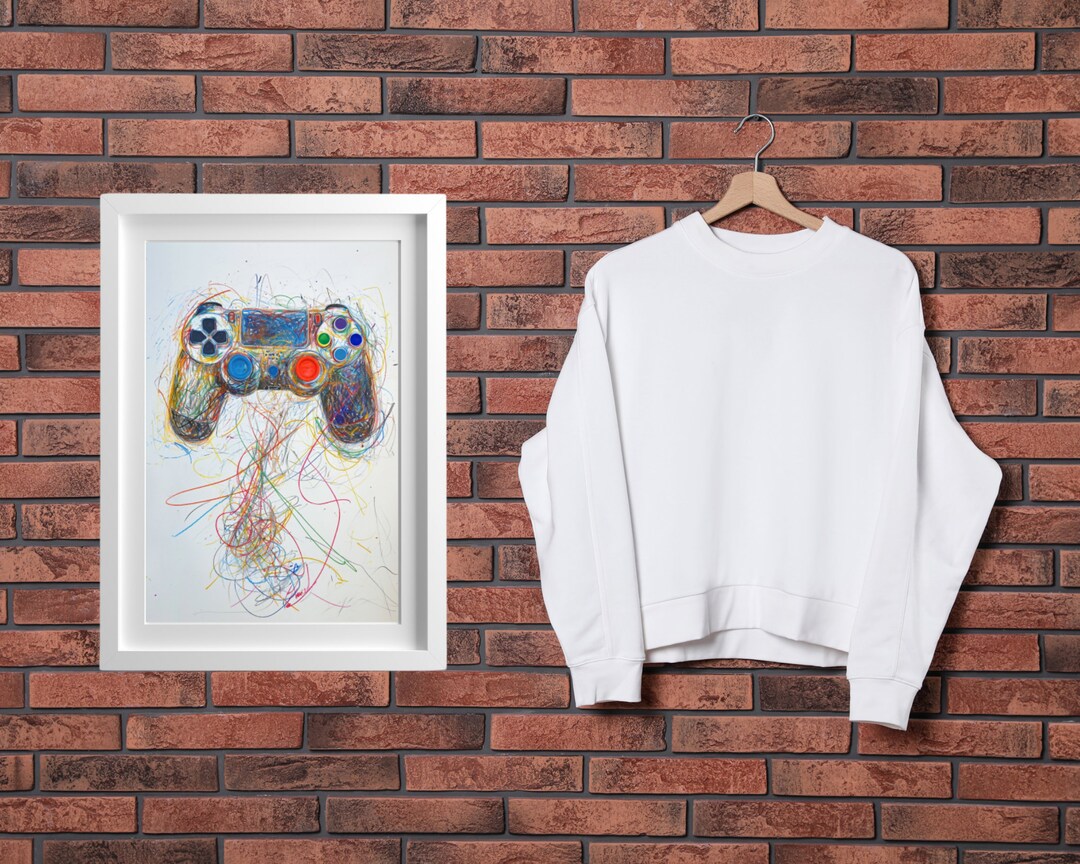 Sketch Art Gaming Controller Art Print, Drawing Gaming Artwork, Digital ...
