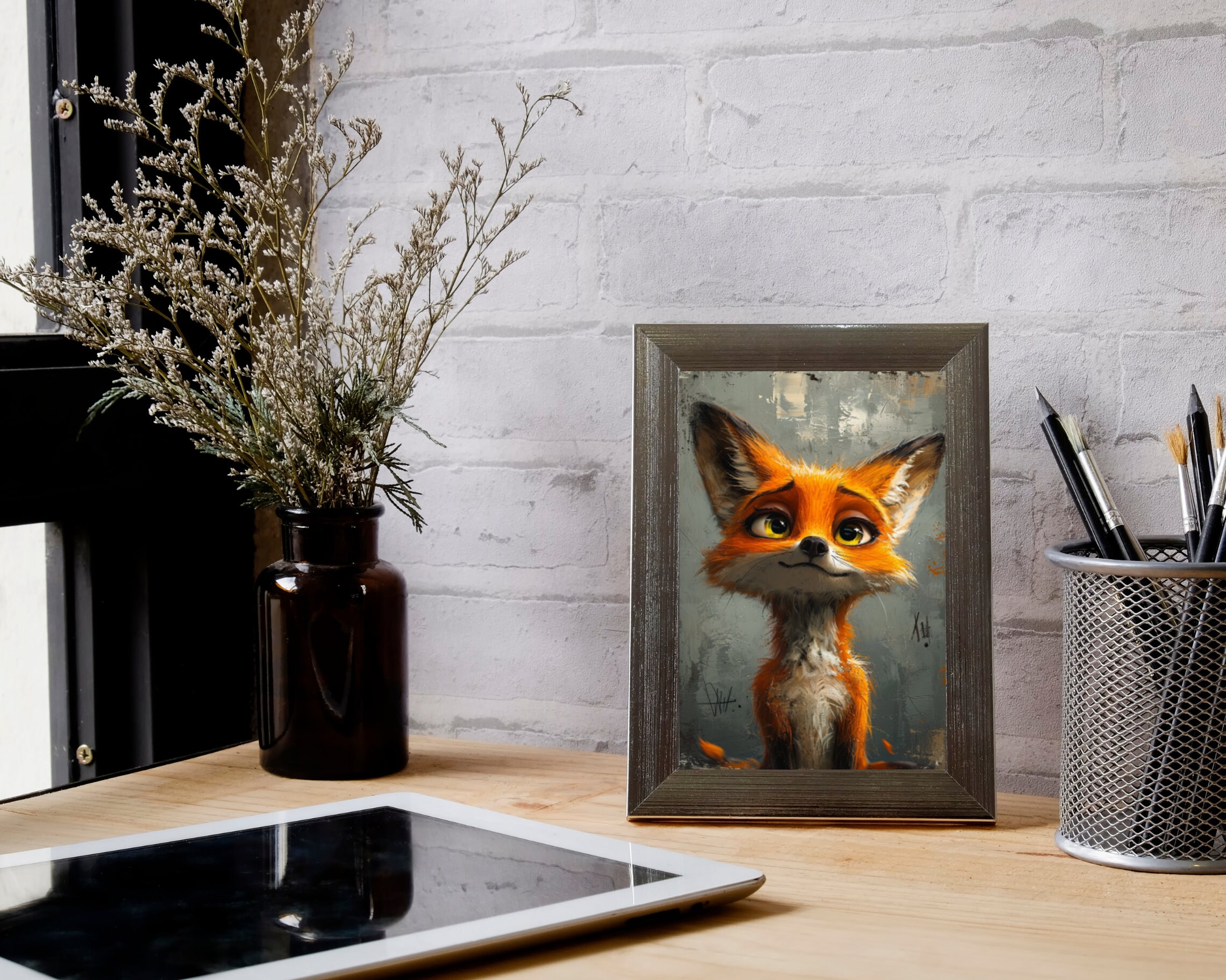 Fox Art Print, Gothic Printable Art, Unique Fox Animation , Home Decor ...