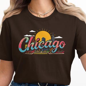Colorful Chicago Skyline T-shirt, Cityscape Graphic Tee, Bold Chicago ...