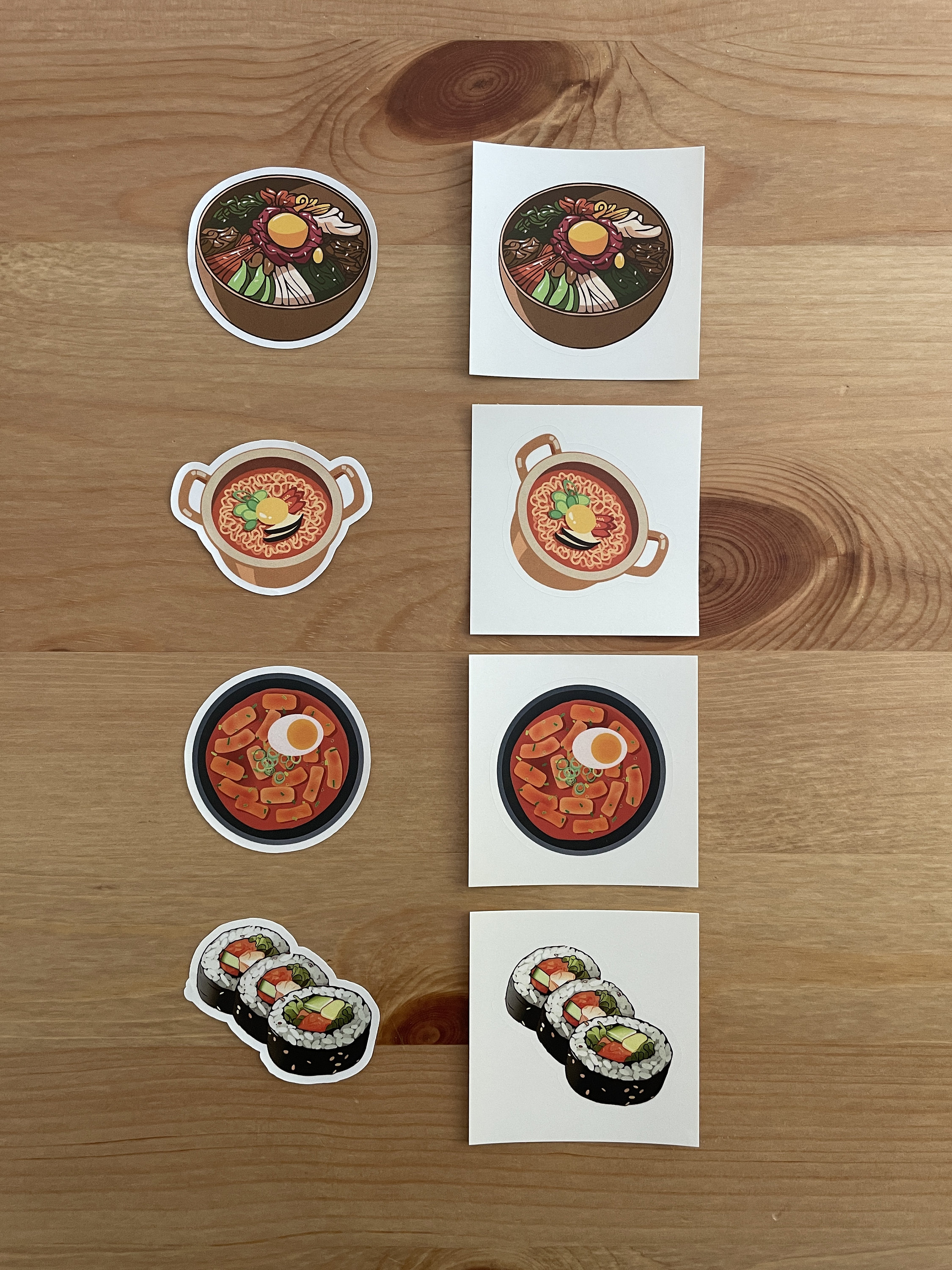 Korean Food Sticker Set Bibimbap/ramen/kimbap/tteokbokki Korean Sticker ...