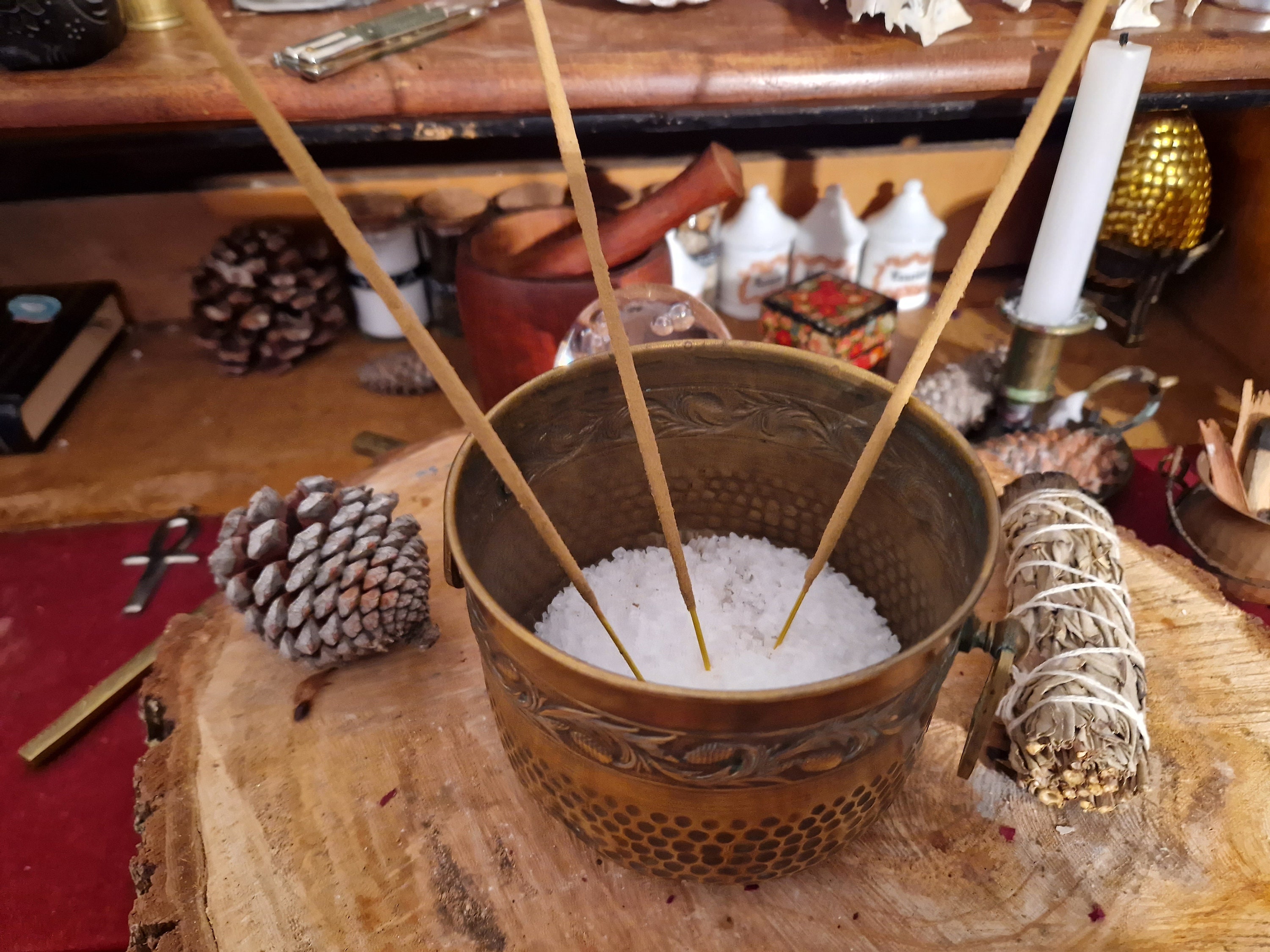 Brass/copper Incense Holder: Altar Tool for Witches, Wizards, Pagans ...