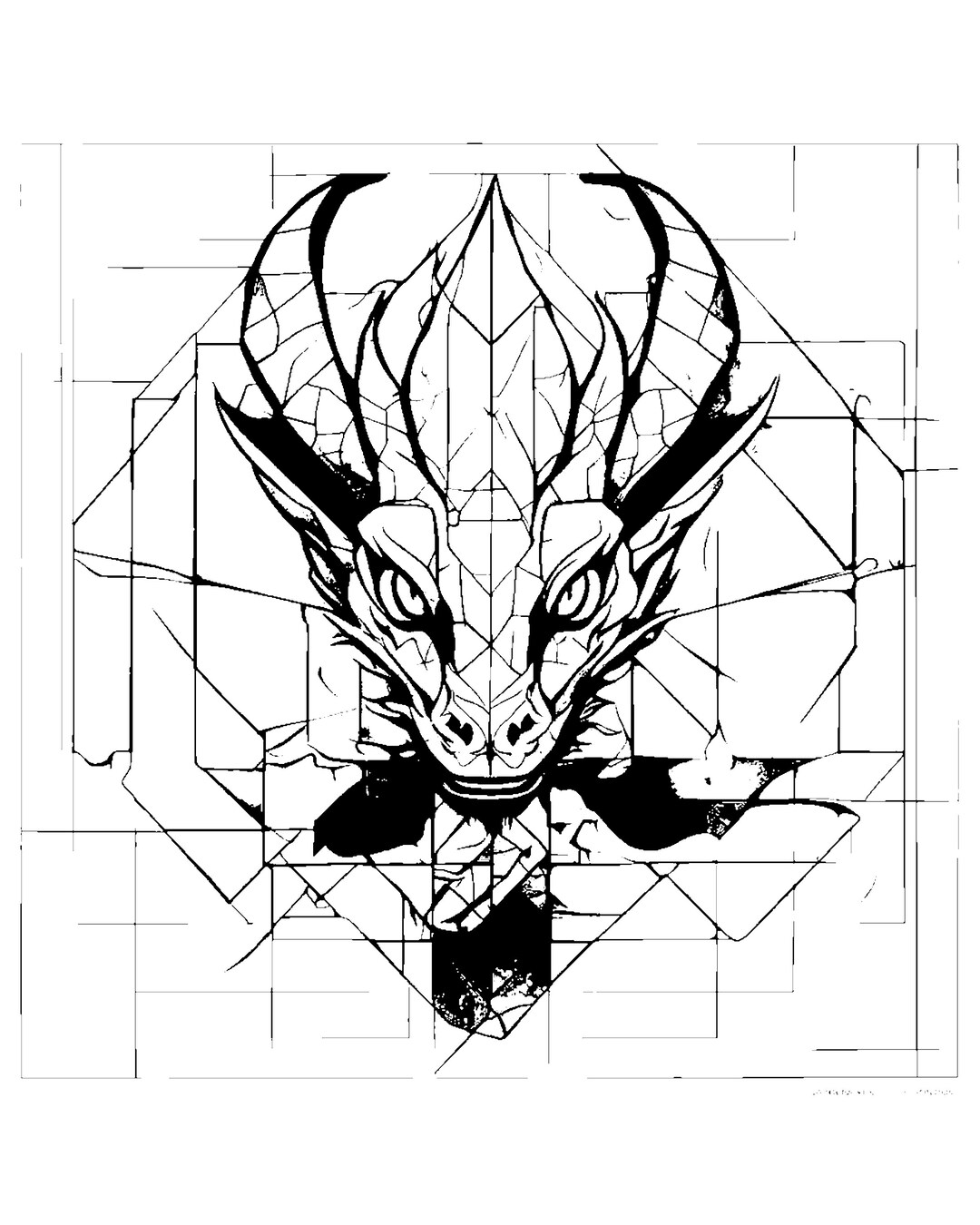 Stained Glass Dragon - Digital Coloring Page - Etsy