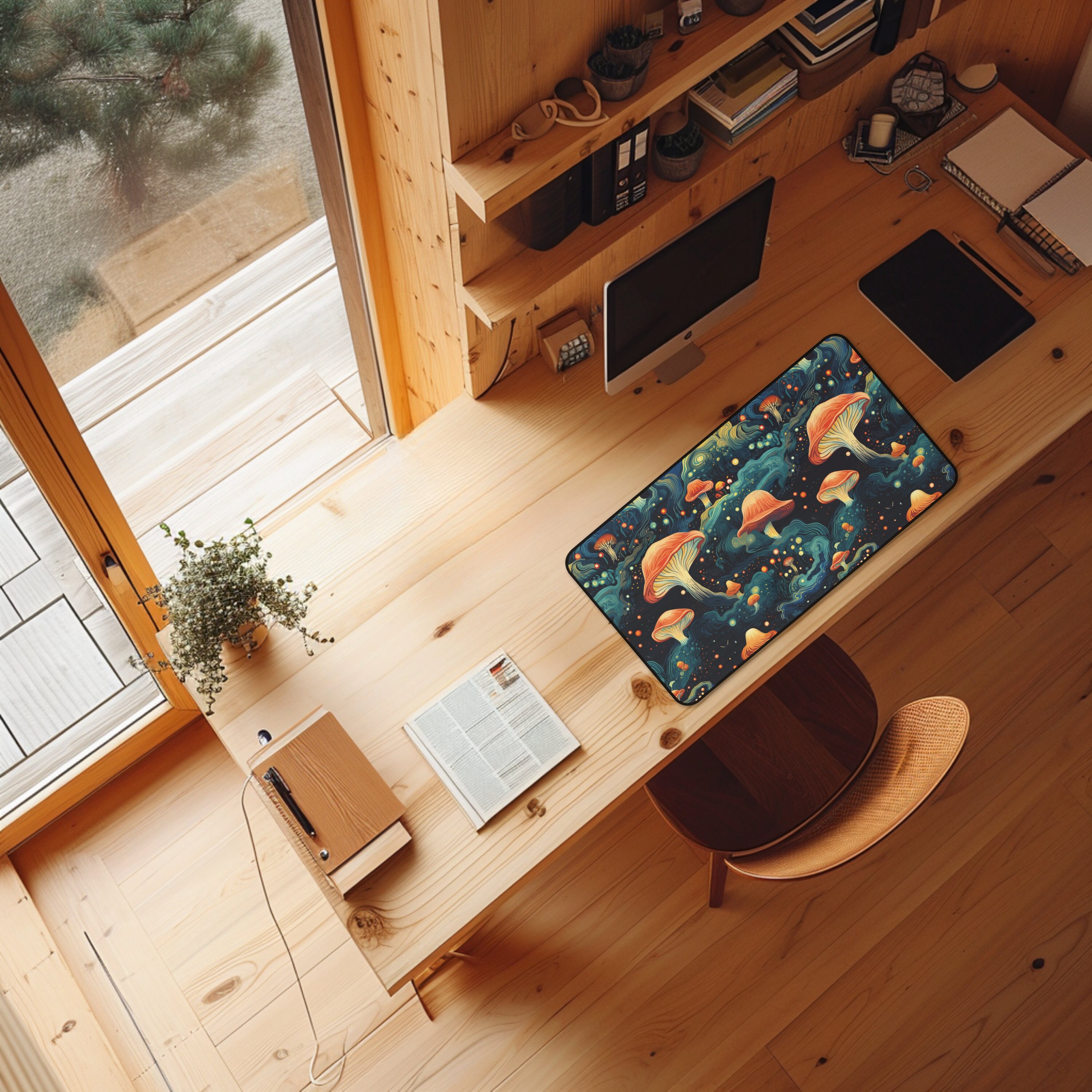 Van Gogh Mushroom Deskmat, Cottagecore Desk Mat Aesthetic, Mushroom XL ...