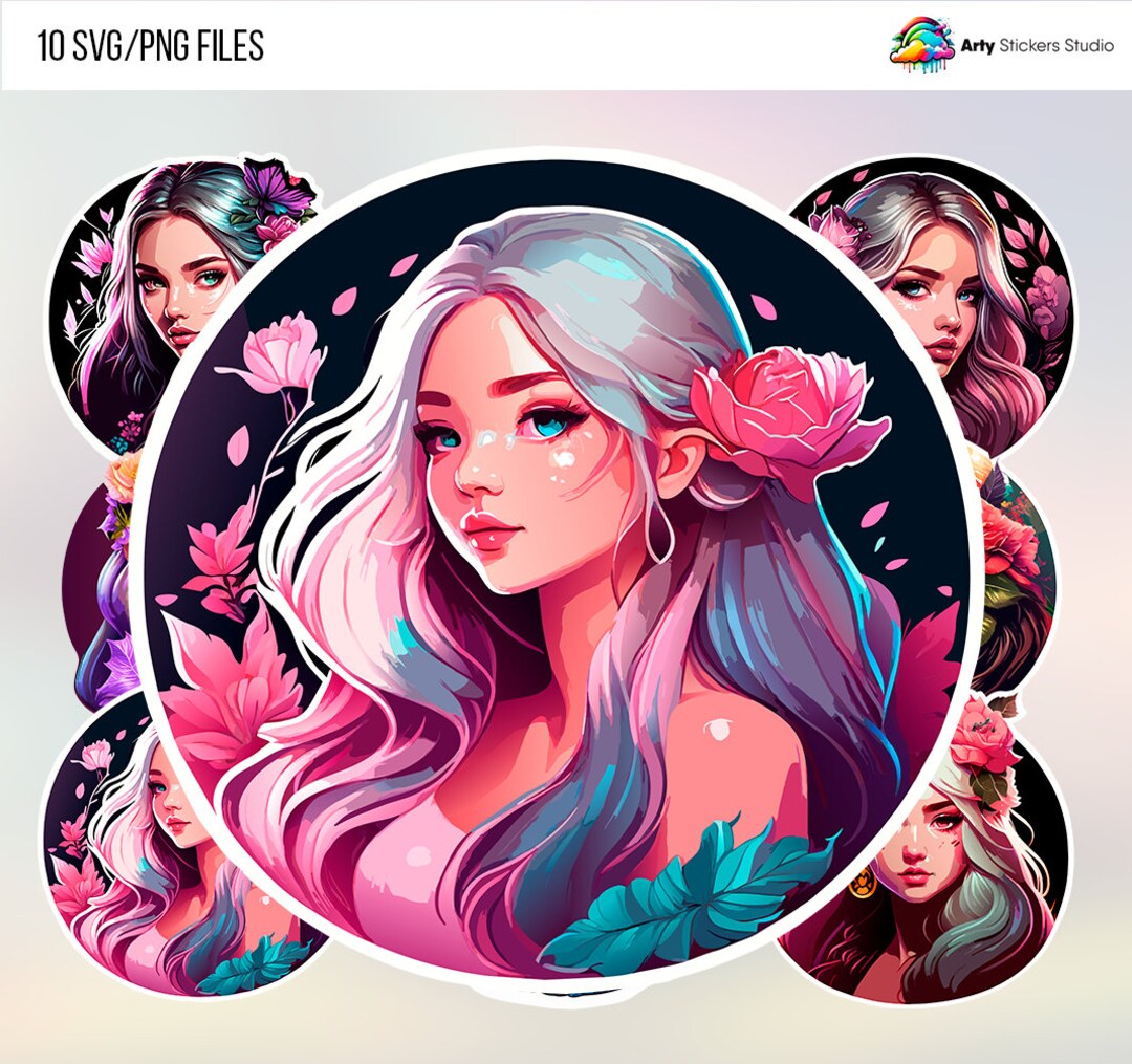 Girl, PNG SVG Stickers, PNG Stickers Set, Printable Stickers, Sticker ...