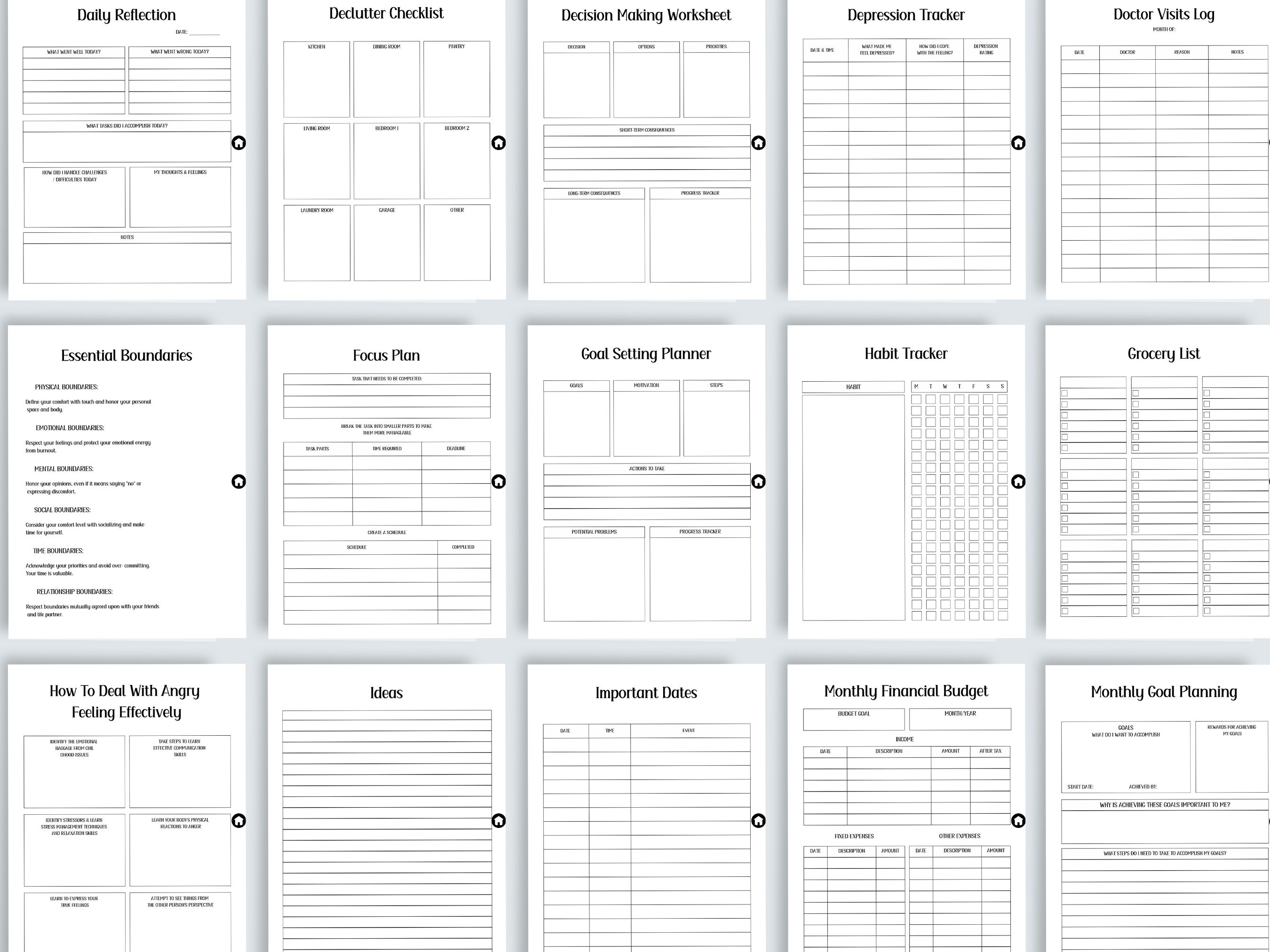 ADHD Planner Bundle Printable and Digital Adult ADHD Workbook ...