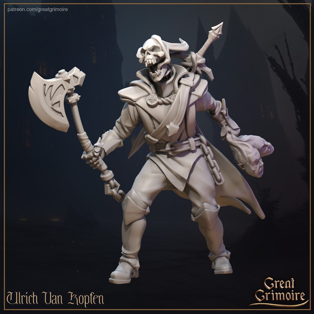 35mm Skeletal Warrior by Great Grimoire Tabletop D&D Fantasy Resin ...
