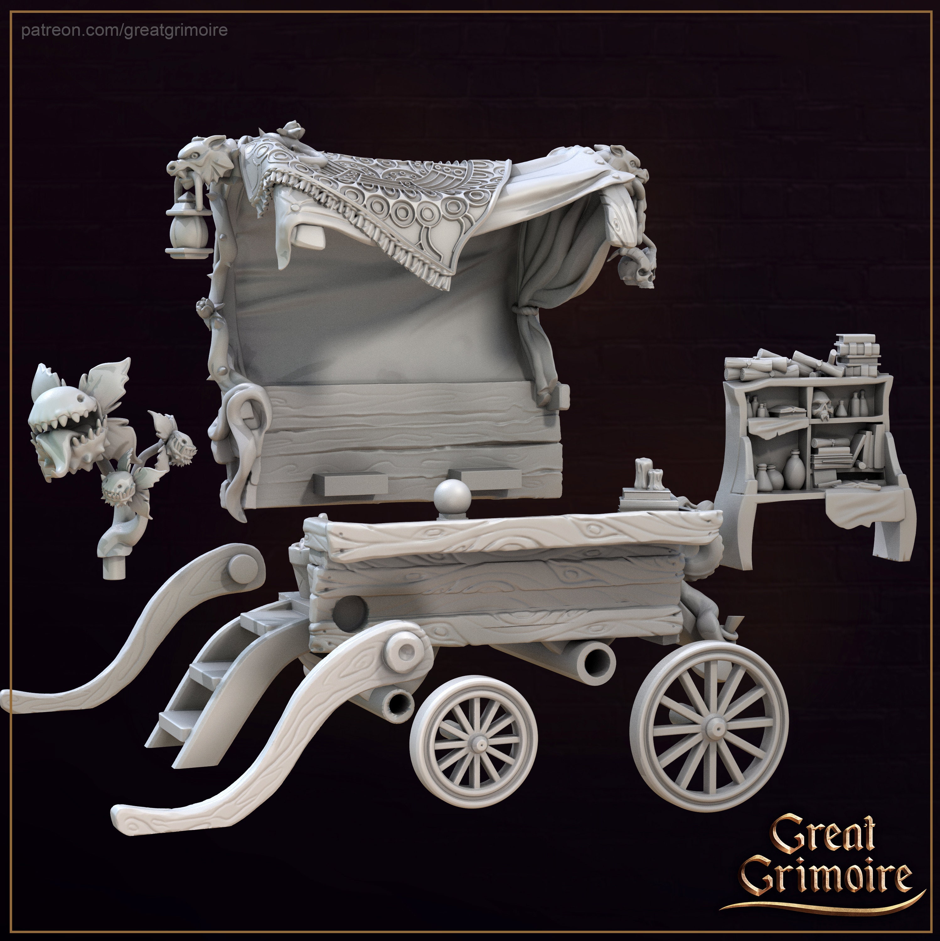 35mm Magic Cart by Great Grimoire Tabletop D&D Fantasy Resin - Etsy