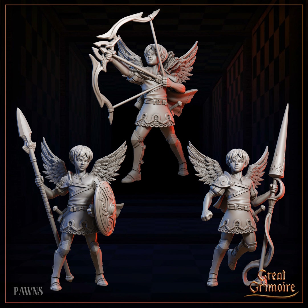 Aasimar Celestial Children Miniatures, 3 NPC Angel Pawns for Dnd 5e ...