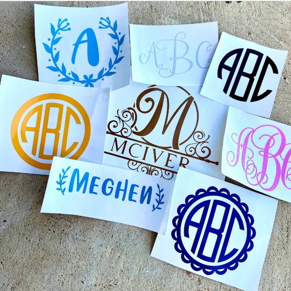 Monogram Vinyl Decal - Etsy