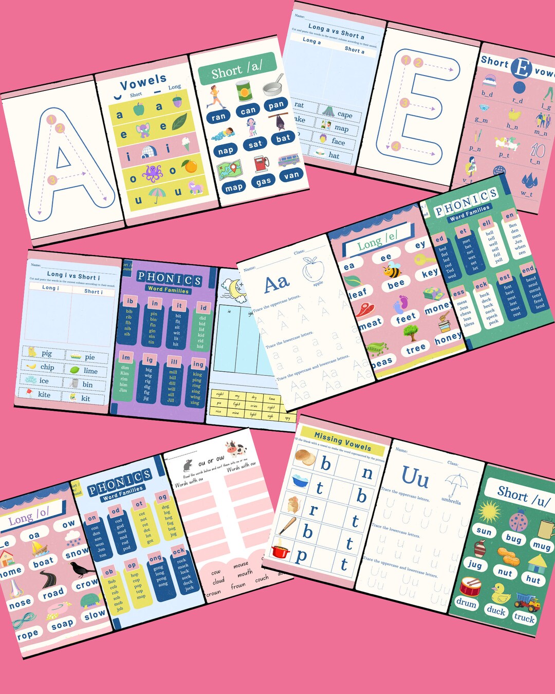 Phonics for Toddlers Learn to Read Vowels 98 Page Worksheets and ...