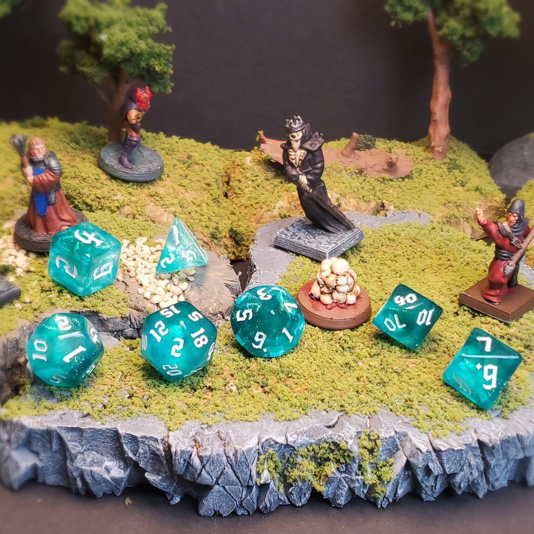 Haunted Lagoon Dnd Dice Set SPARKLY Blue & Teal 7 Dice - Etsy