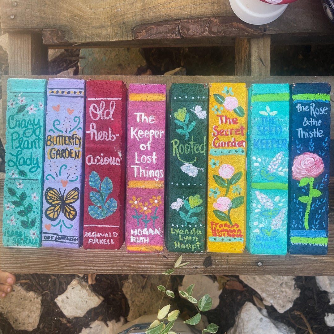 GARDEN ART Hand-painted Brick Books - Etsy