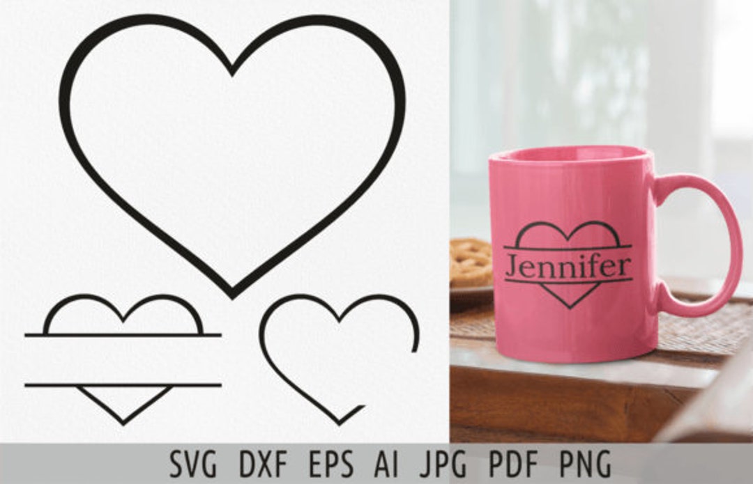 Open Heart Frame Svg Heart Border Split - Etsy