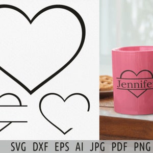 Open Heart Frame Svg Heart Border Split - Etsy