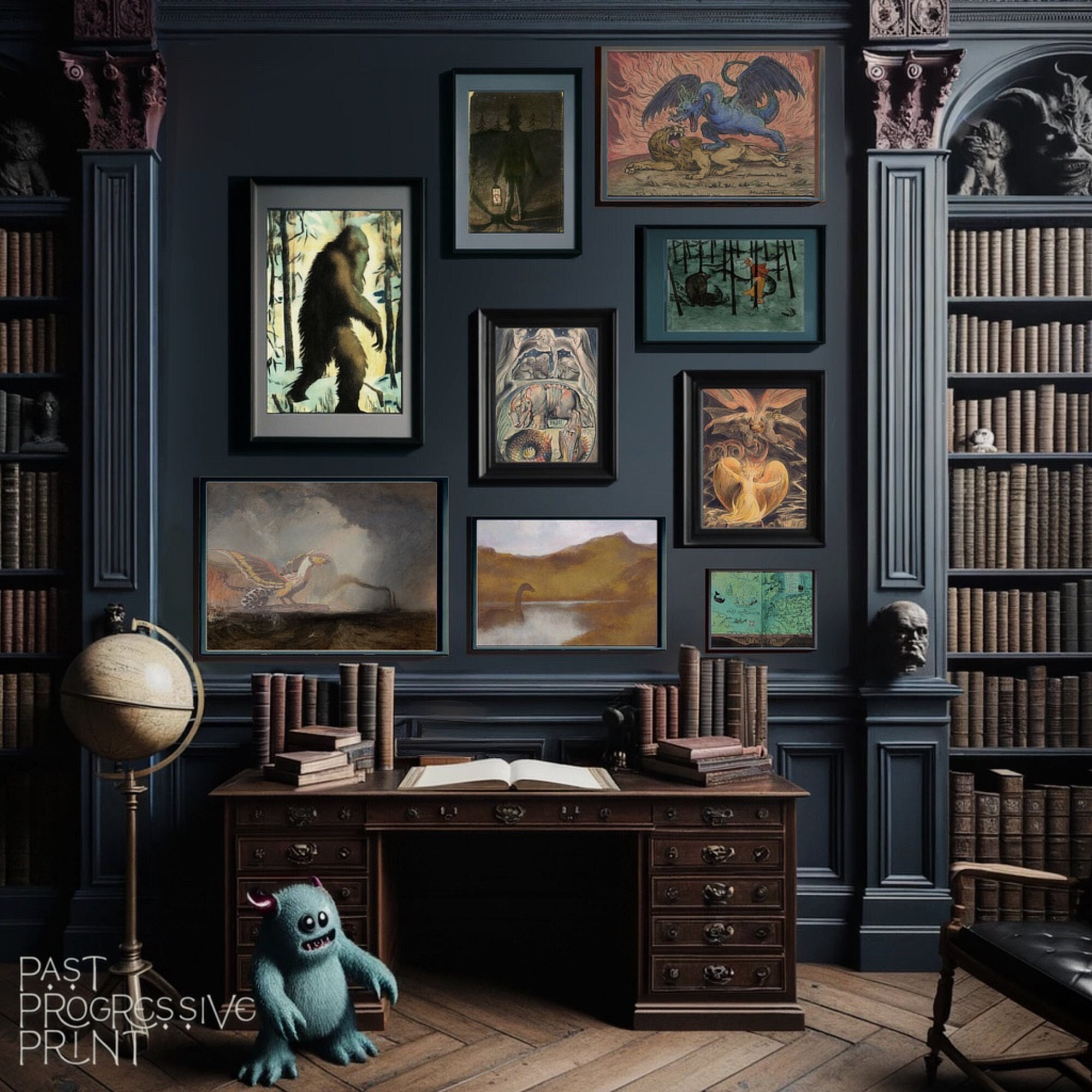 Dark Academia Cryptid Gallery Wall Set | Bigfoot, Sasquatch & Kraken ...