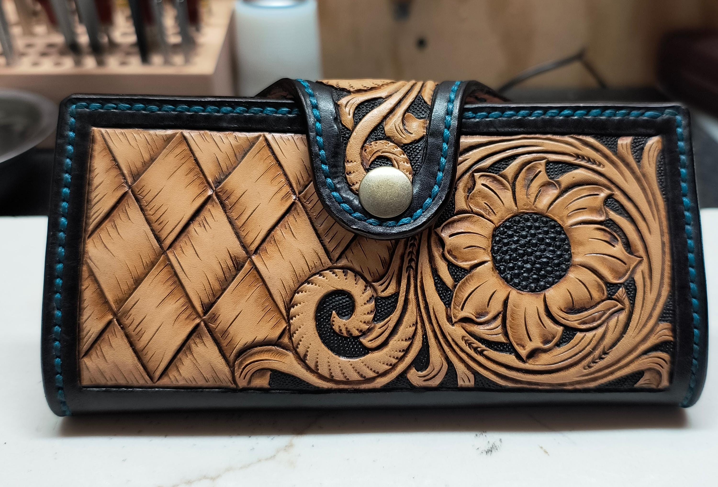 Handmade Tooled Clutch Wallet - Etsy