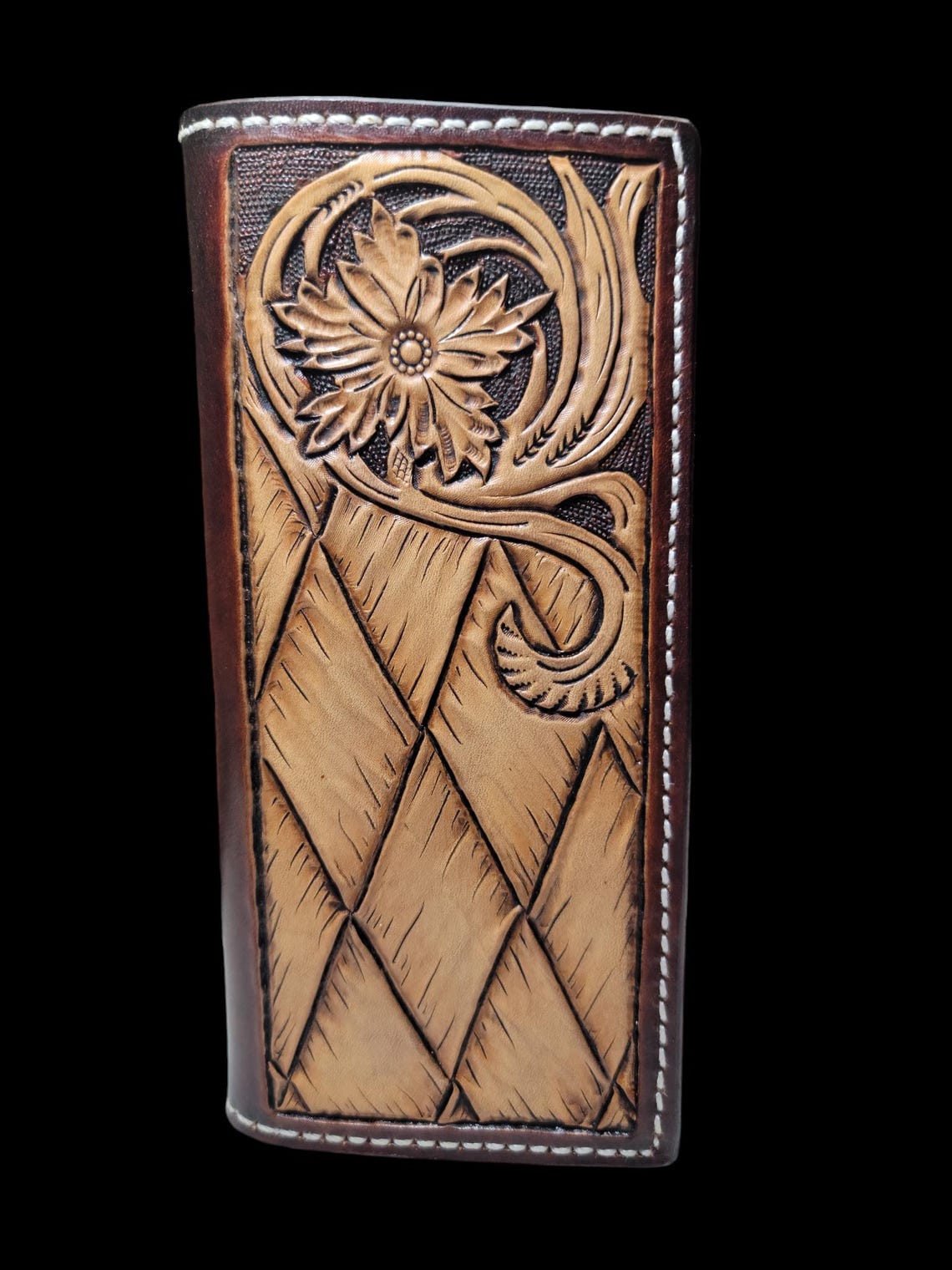 Handmade Hand Tooled Leather Roper Wallet - Etsy