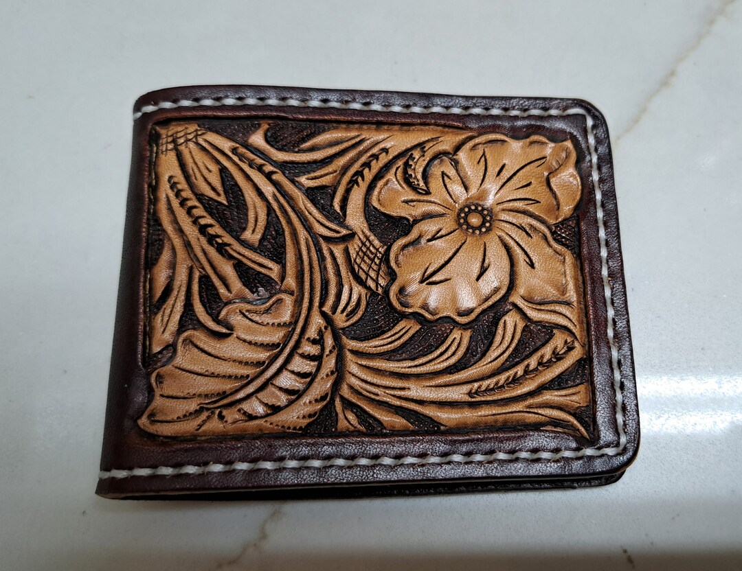Handmade Hand Tooled Leather Money Clip Wallet - Etsy
