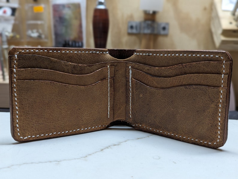 Handmade Leather Bi-fold Wallet - Etsy