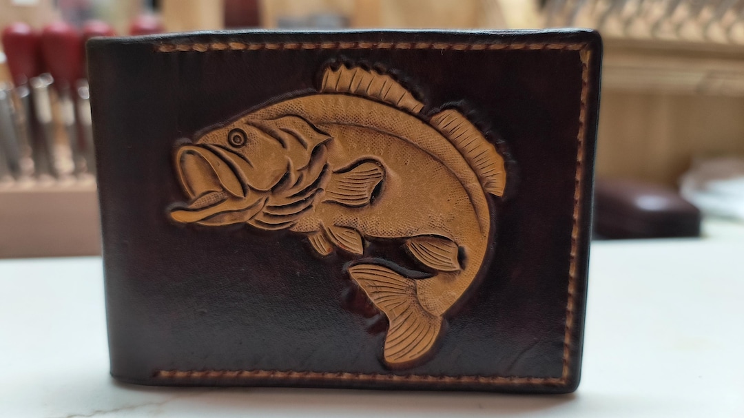 Handmade Tooled Largemouth Bass Bi-fold Wallet - Etsy