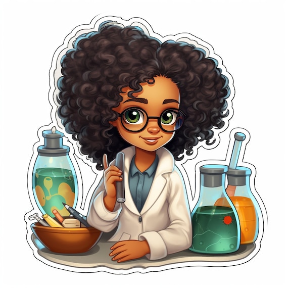 Black Female Cartoon Biologist Black Female Scientist Vectors