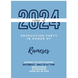 UNC Graduation Invitation, Editable Canva Template (digital Download ...