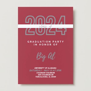 University of Alabama Graduation Invite I BAMA I UA Graduation ...