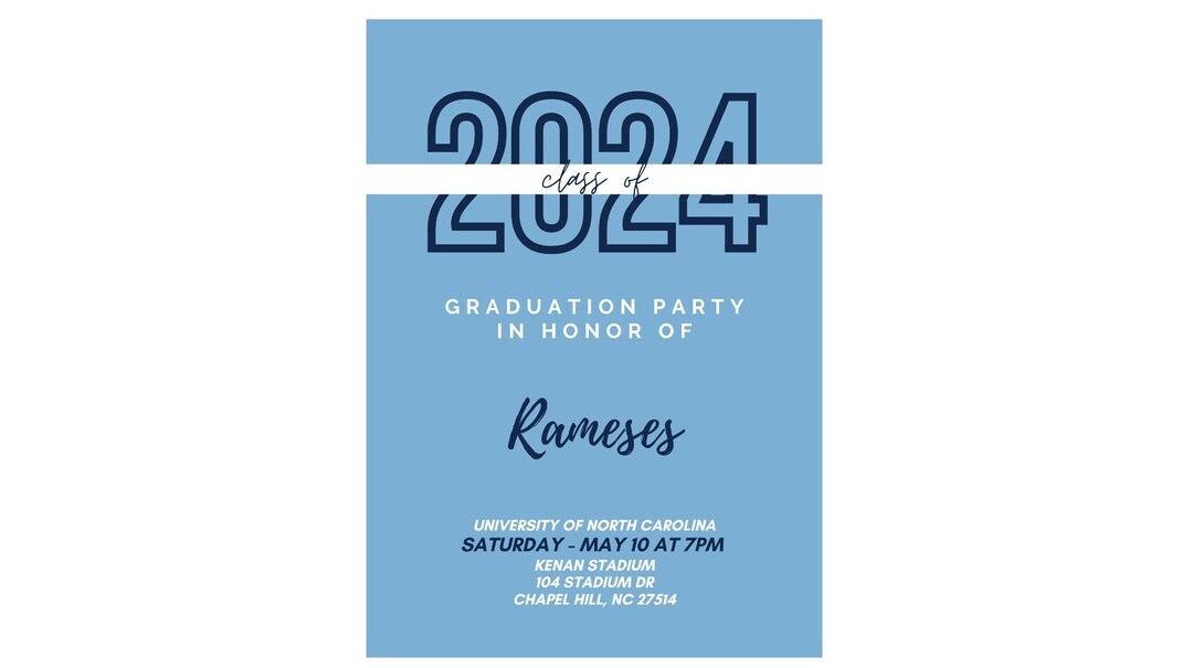 University of North Carolina Graduation Invite I UNC Graduation ...