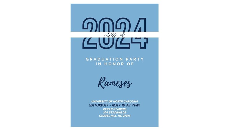 UNC Graduation Invitation, Editable Canva Template (digital Download ...