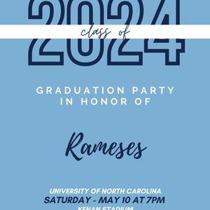 UNC Graduation Invitation, Editable Canva Template (digital Download ...