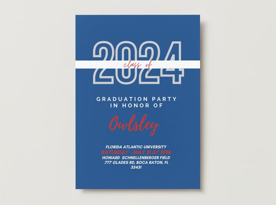 FAU Graduation Invitation | Editable Canva Template (digital Download ...