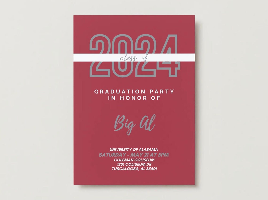 University of Alabama Graduation Invite I BAMA I UA Graduation ...